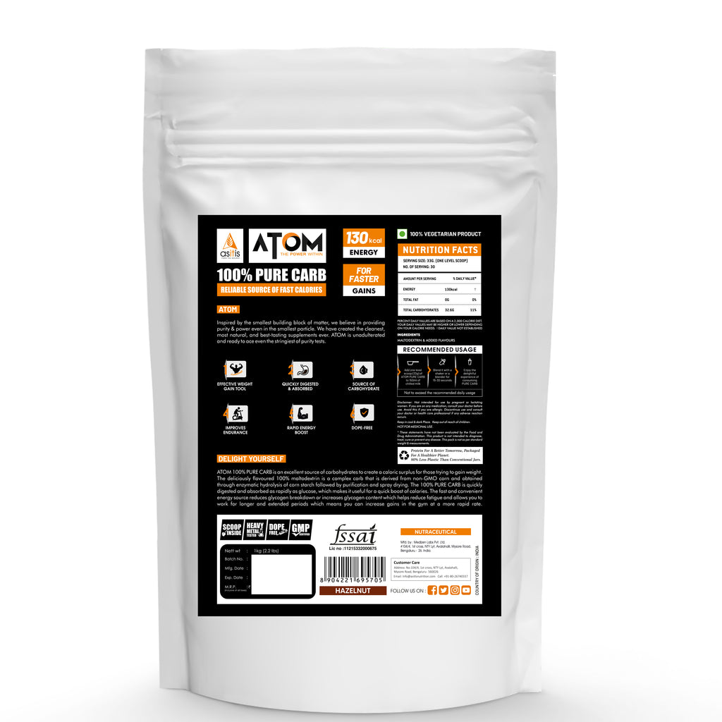 AS-IT-IS ATOM 100% Pure Carb 1kg | For Faster Weight Gains | Reliable