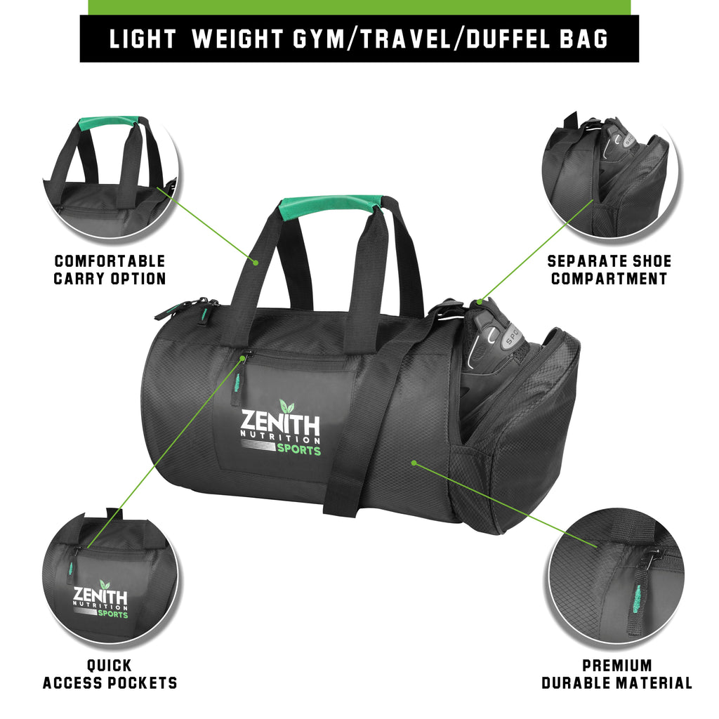 Zenith Sports Duffel Bag | Light Weight | For Gym & Travel | Separate